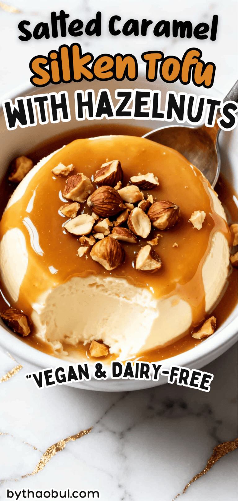 Salted Caramel Silken Tofu with Hazelnuts