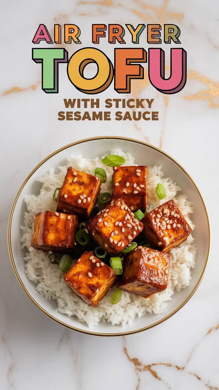 Air Fryer Tofu with Sticky Sesame Sauce - Thao Bui